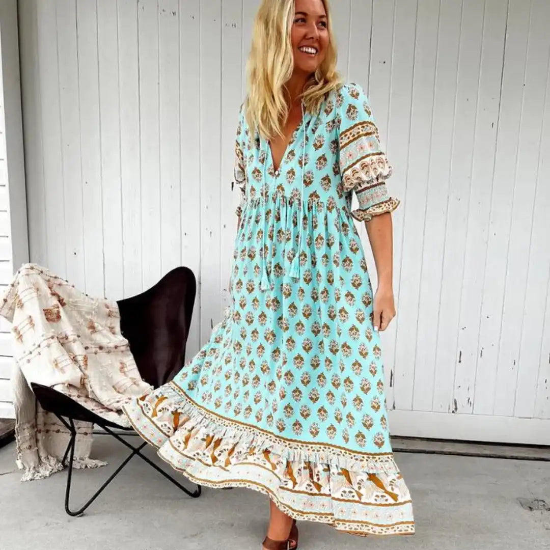 Kora Midi Dress Aquarius Print – Kenzie Tenzie