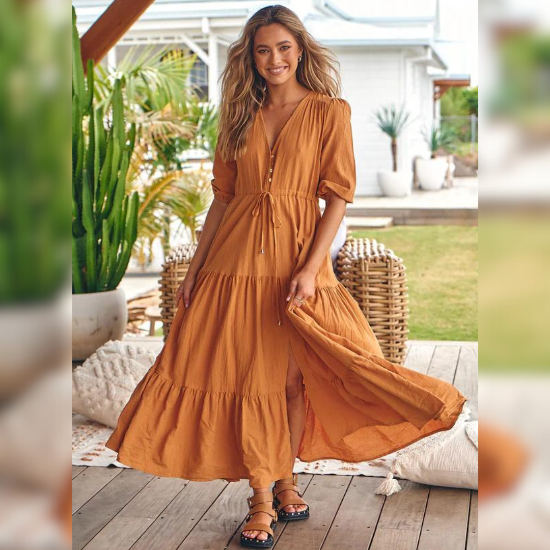 Tessa Maxi Dress Honey Cotton Print by Jaase – Kenzie Tenzie